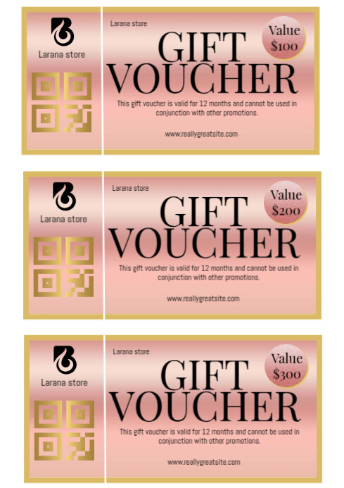 Pink Illustrative Gift Voucher Card A4 Template | PosterMyWall