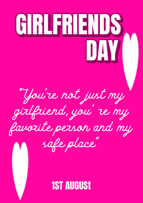 Pink Illustrative Girlfriends Day Template A4 | PosterMyWall