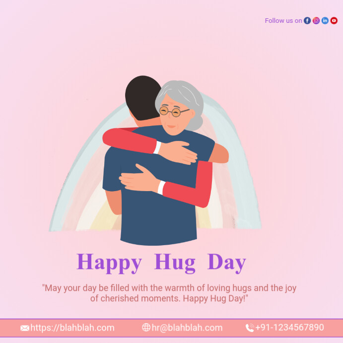 Pink Illustrative Happy Hug Day Instagram Post Template | PosterMyWall