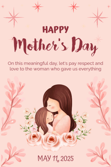 Pink Illustrative Happy Mother’s Day Poster Template | PosterMyWall
