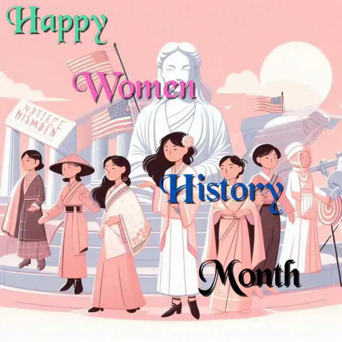 Pink Illustrative Happy Women History Month Instagram Post Template ...