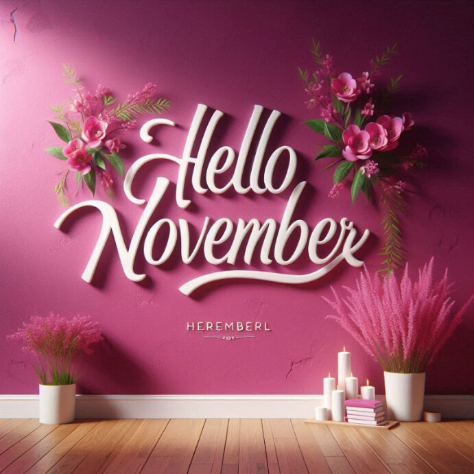 Pink Illustrative Hello November Instagram Post Template | PosterMyWall