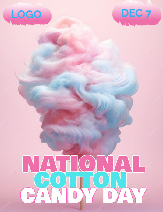 Copy of Pink Illustrative National Cotton Candy Day Celebration Flyer ...