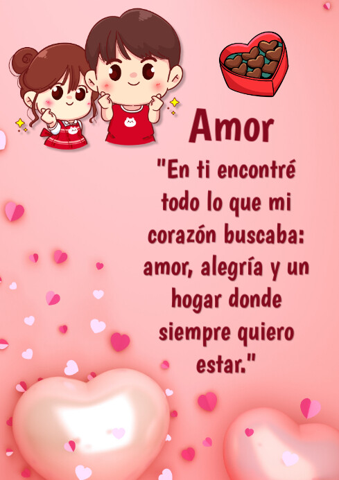 Copy of Pink Illustrative Tarjeta De Amor Para Enamorados A4 | PosterMyWall