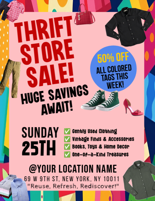 Copy of Pink Illustrative Thrift Store Sale Flyer (us Letter ...