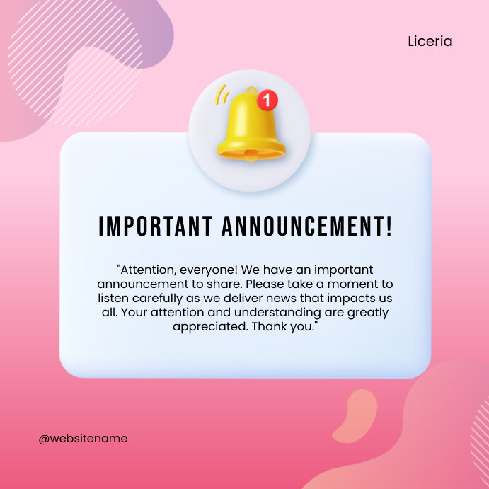 Modèle Pink Important Announcement Instagram Post | PosterMyWall