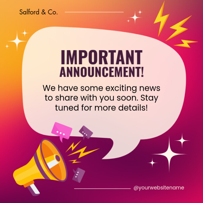 Copy of Pink Important Announcement Instagram Post | PosterMyWall
