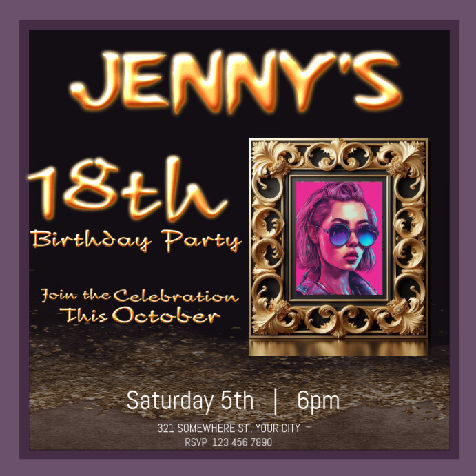 Pink Joyful 18th Birthday Invitation Card Ins Template | PosterMyWall
