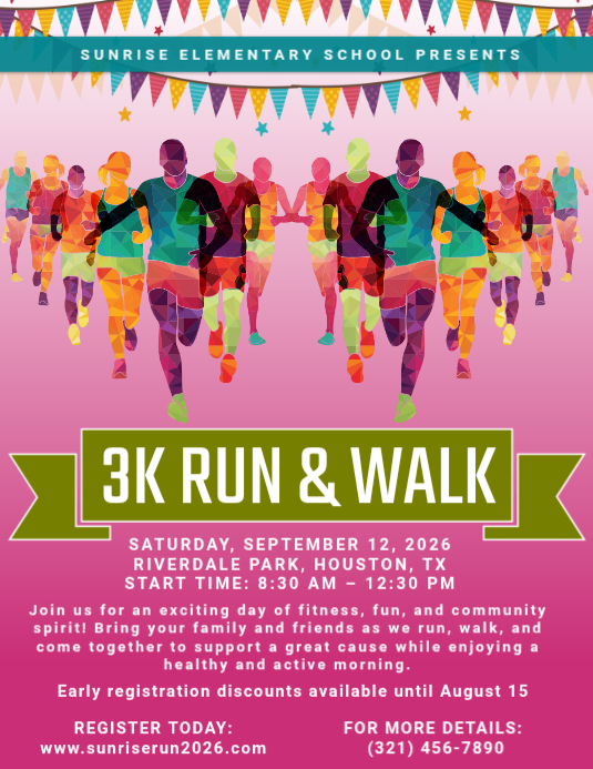 Pink Joyful 3K Run & Walk Event Flyer Template | PosterMyWall