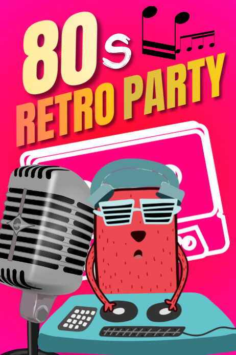 Pink Joyful 80s Retro Party Poster Template | PosterMyWall