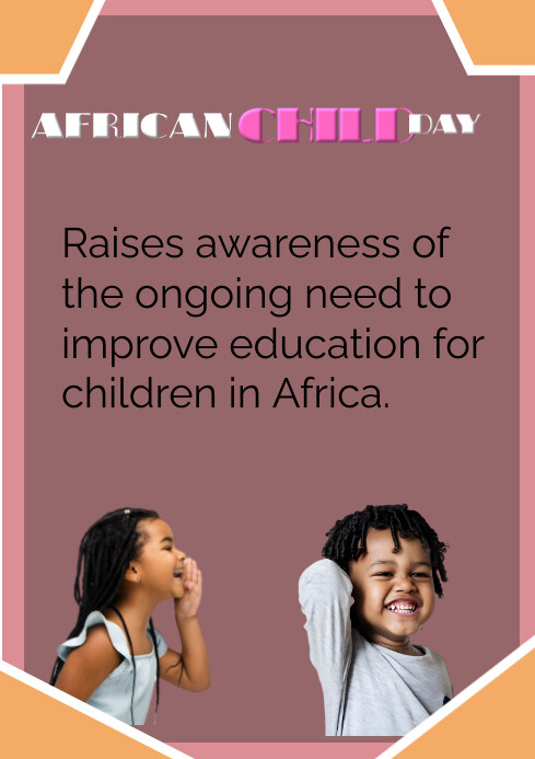 Copy of Pink Joyful African Child Day A4 | PosterMyWall