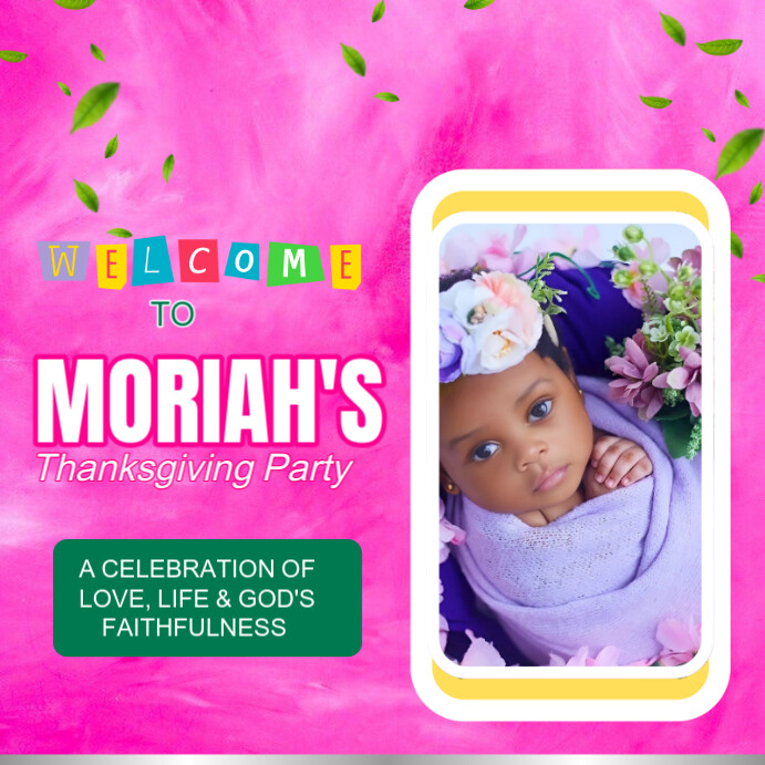 Pink Joyful Baby Dedication Instagram Post Template | PosterMyWall