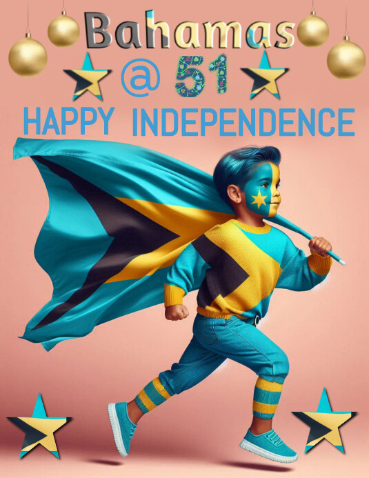 Pink Joyful Bahamas Independence Day Flyer ( Template | PosterMyWall