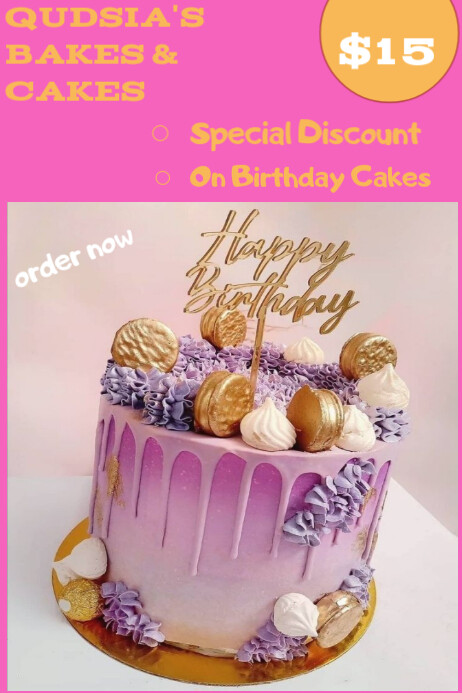 Pink Joyful Birthday Cakes Poster Template | PosterMyWall