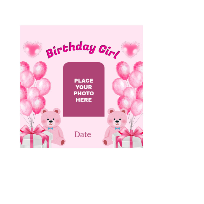 Pink Joyful Birthday Girl Instagram Post Template | PosterMyWall