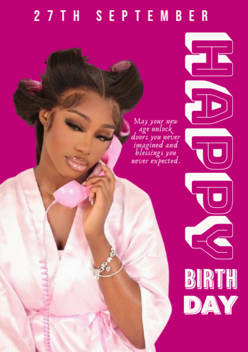 Copy of Pink Joyful Birthday Poster A4 | PosterMyWall