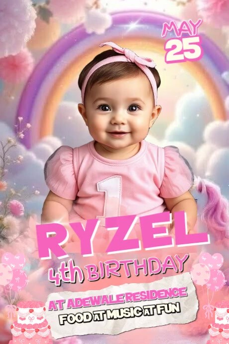 Pink Joyful Birthday Poster Template | PosterMyWall