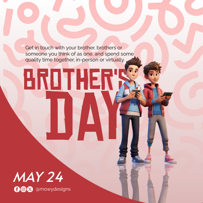 Pink Joyful Brother's Day Instagram Post Template | PosterMyWall