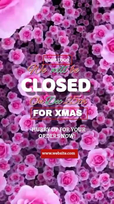 Pink Joyful Christmas Closure Notice Video | Hurry Up For Your Orders ...
