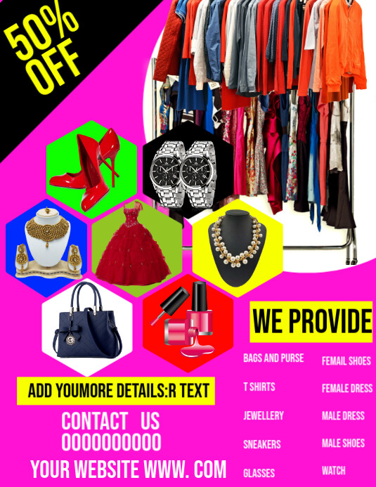Pink Joyful Clothes Boutique Poster Flyer (us Letter) Template ...