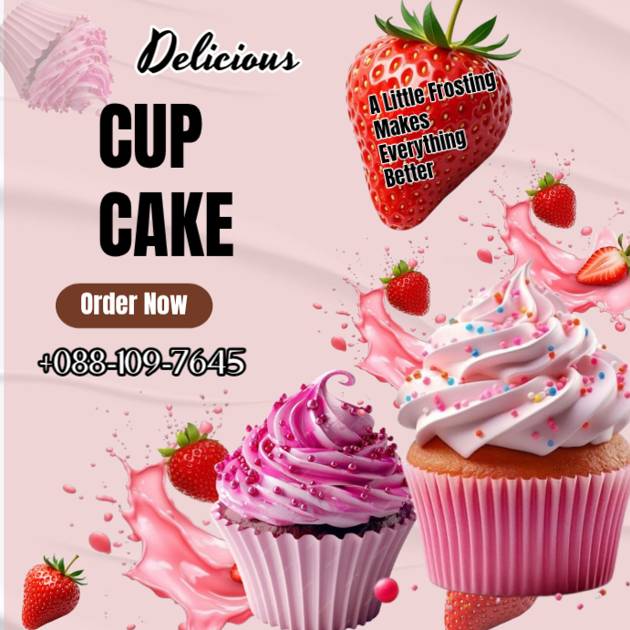 Pink Joyful Cupcake Promotion Instagram Post Template | PosterMyWall