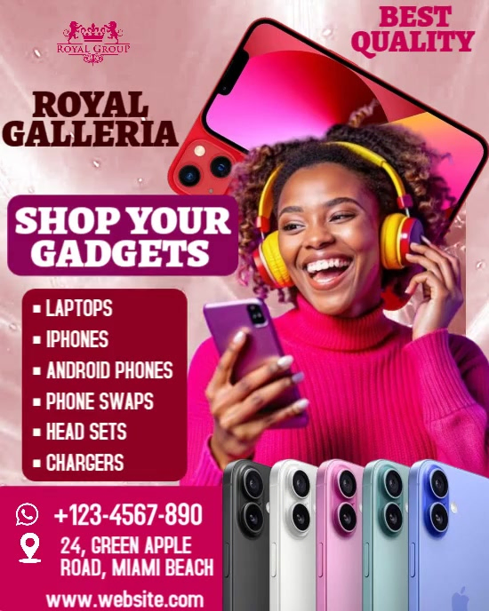 Pink Joyful Gadgets And Accessories Stores Flyer Instagram Portrait ...