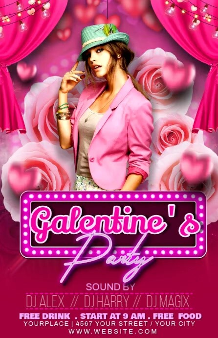 Pink Joyful Galentine's Day, Half Page Wide Template | PosterMyWall