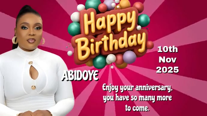 Pink Joyful Happy Birthday Celebration Digital Display (16:9) Template ...