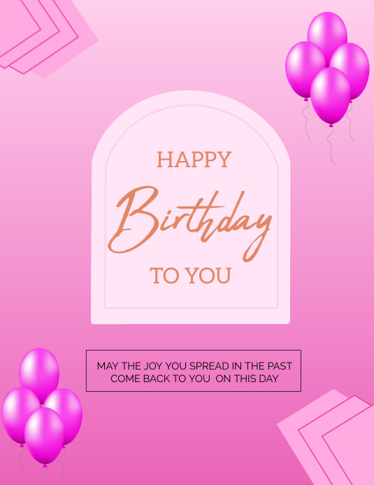 Pink Joyful Happy Birthday Flyer (us Letter) Template | PosterMyWall