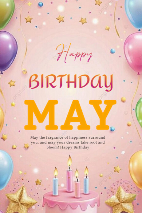 Pink Joyful Happy Birthday May Poster Template | PosterMyWall