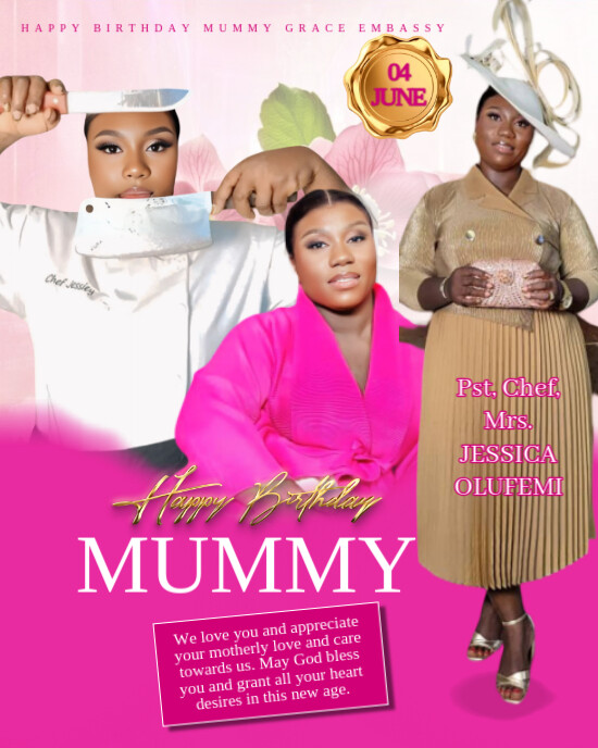 Copy of Pink Joyful Happy Birthday Mummy Instagram Portrait | PosterMyWall