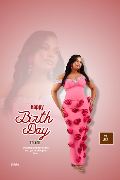 Pink Joyful Happy Birthday Posters Poster Template | PosterMyWall