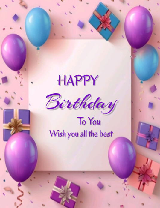 Pink Joyful Happy Birthday To You Flyer (us Letter) Template | PosterMyWall