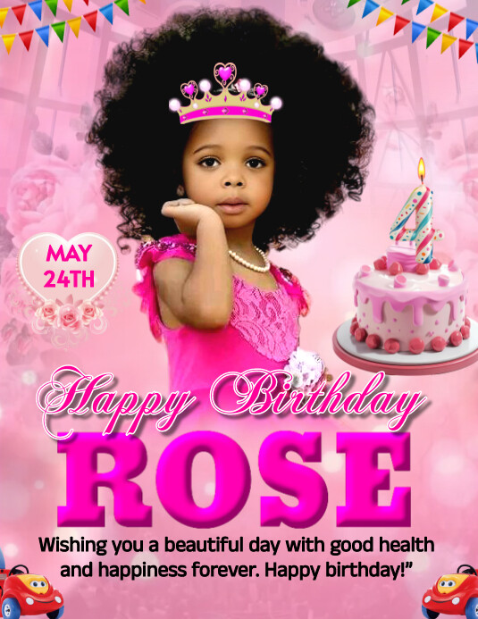 Pink Joyful Happy Birthday Wishes To Kids Tem Template | PosterMyWall
