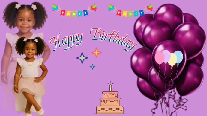 Pink Joyful Happy Birthday Youtube Thumbnail Template | PosterMyWall