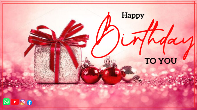 Pink Joyful Happy Birthday Youtube Thumbnail Template | PosterMyWall