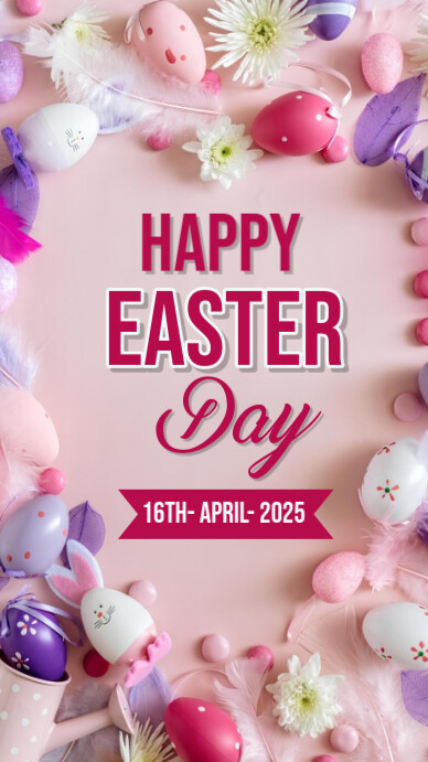 Pink Joyful Happy Easter Instagram Story Template | PosterMyWall