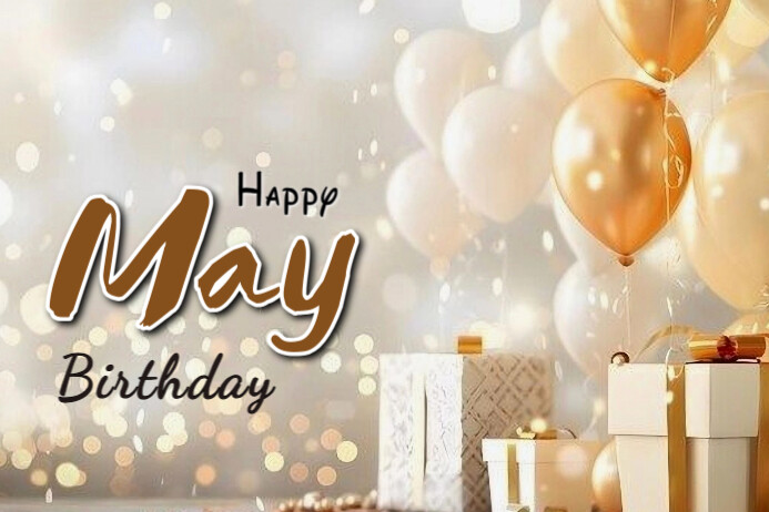 Pink Joyful Happy May Birthdays Banner 4' × 6' Template | PosterMyWall