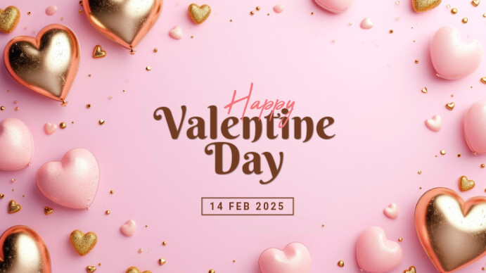Pink Joyful Happy Valentine's Day Digital Display (16:9) Template ...