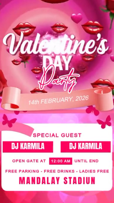 Pink Joyful Happy Valentine’s Day 2026 Tiktok Video Template | PosterMyWall