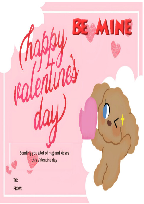Pink Joyful Happy Valentine's Day A5 Template | PosterMyWall