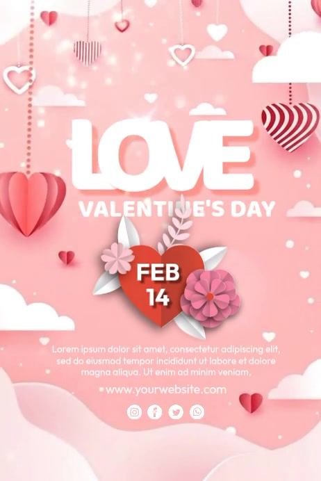 Pink Joyful Happy Valentines Day Poster Template | PosterMyWall