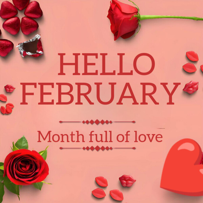 Pink Joyful Hello February Album Cover Template | PosterMyWall