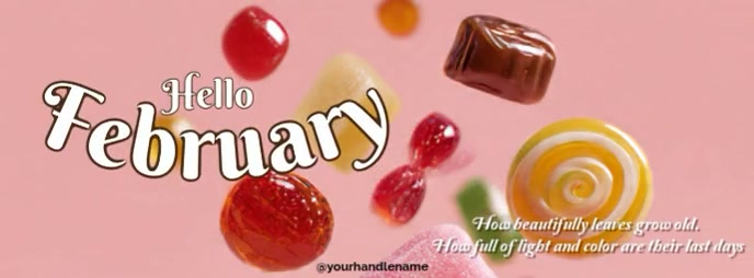 Pink Joyful Hello February Facebook Cover Photo Template | PosterMyWall