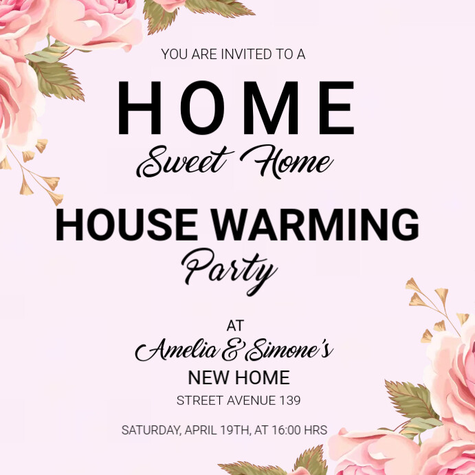 Pink Joyful House Warming Invitation Instagr Template | PosterMyWall