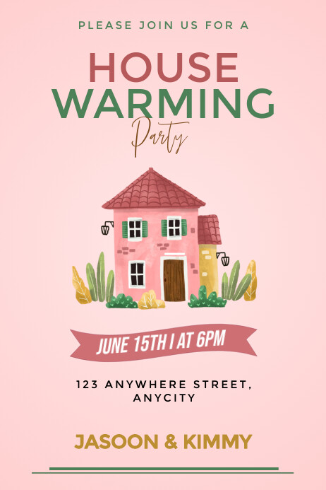 Pink House Warming Template Housewarming Invitation Templates Free