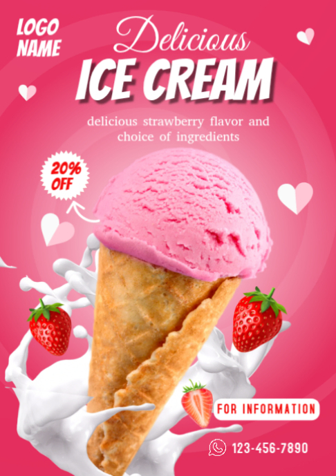 Pink Ice Cream Promotion A2 Template | PosterMyWall