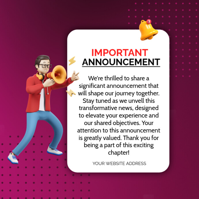 Copy of Pink Joyful Important Announcement Notification Alert Posters ...