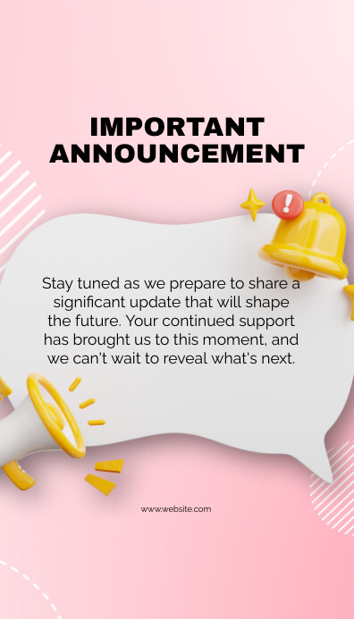 Copy of Pink Joyful Important Announcement Notificati | PosterMyWall
