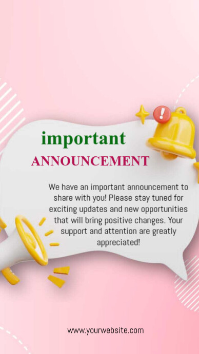 Copy of Pink Joyful Important Announcement Template Instagram Story | PosterMyWall